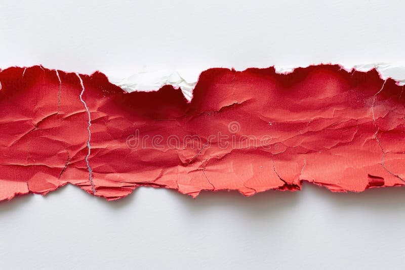 A Torn Piece of Red Paper Rests on a White Surface Stock Photo - Image ...