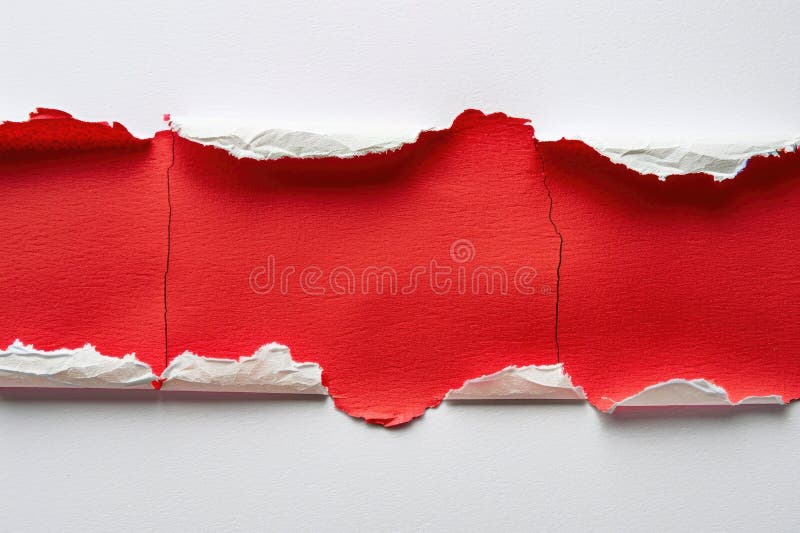 A Torn Piece of Red Paper Rests on a White Surface Stock Photo - Image ...