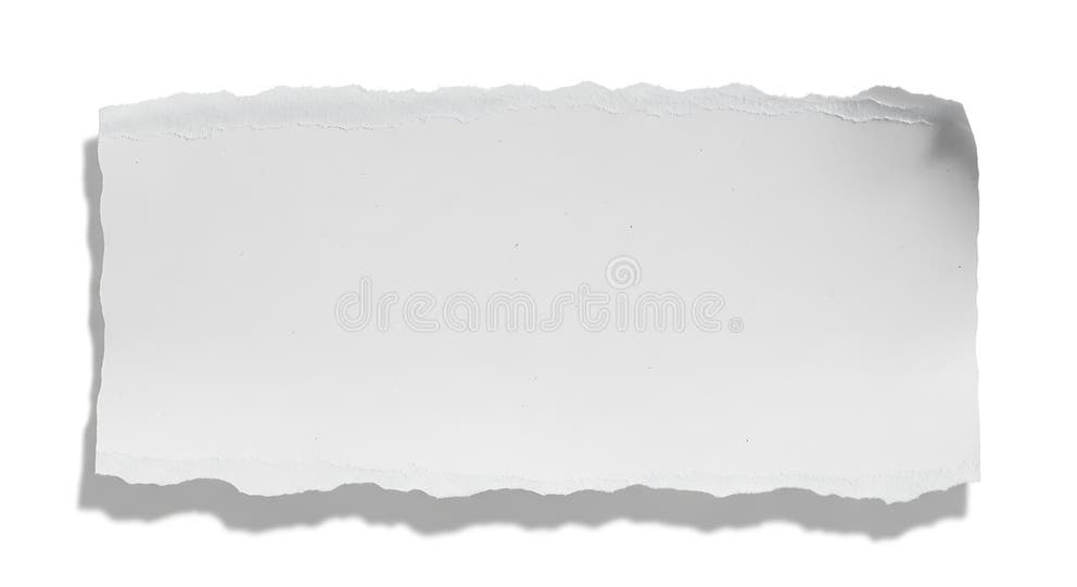 Torn Piece of White Paper with an Irregular, Jagged Edge Against a ...