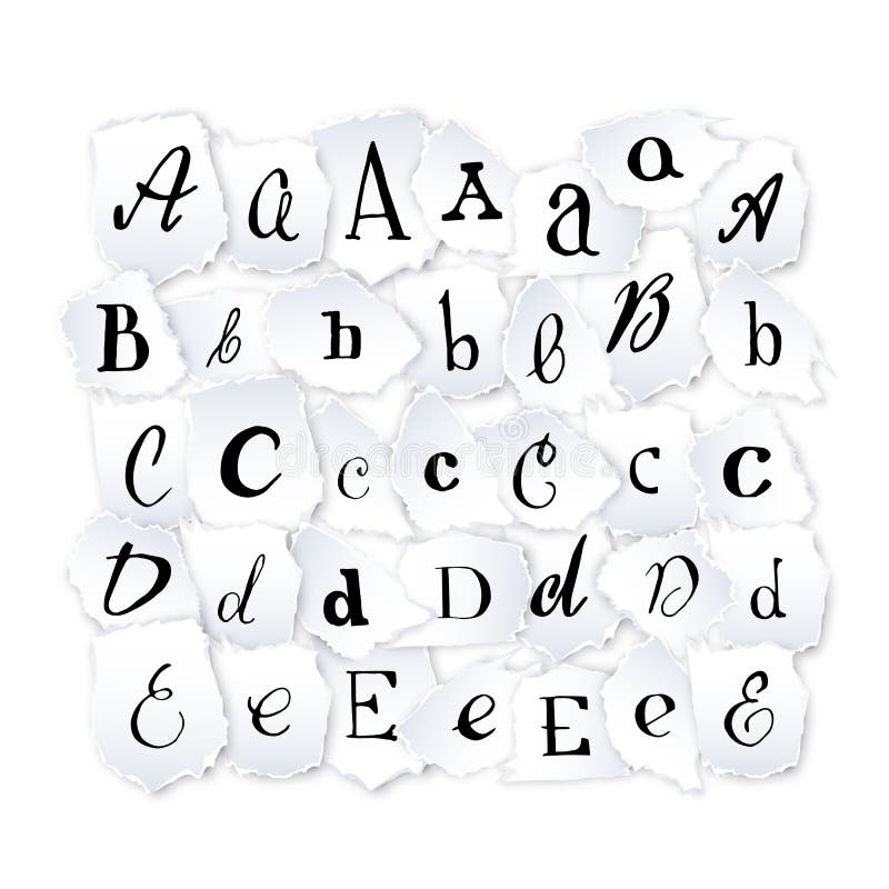 Torn Pieces of Paper with Hand Written Letters Stock Vector ...