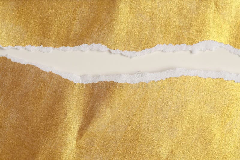 Torn Pieces of Paper Texture Copy Space Background. White and Gold ...
