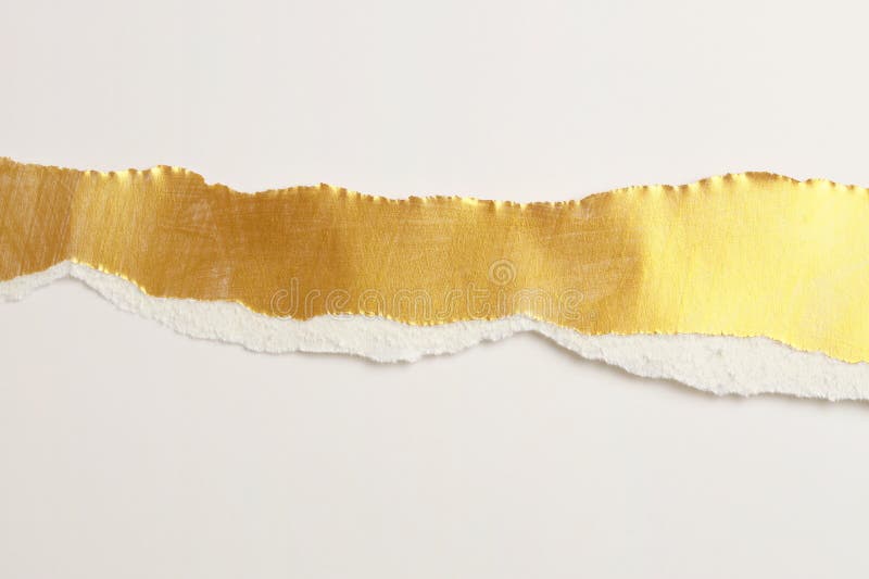 Torn Pieces of Paper Texture Copy Space Background. White and Gold ...