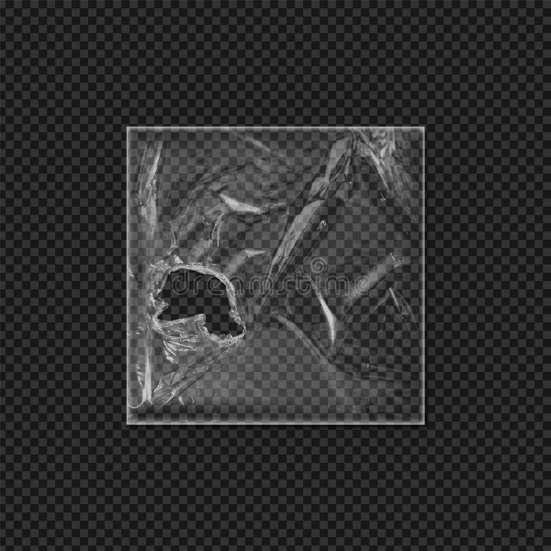 Ripped Plastic Wrap on Transparent Background. Modern Illustration of ...