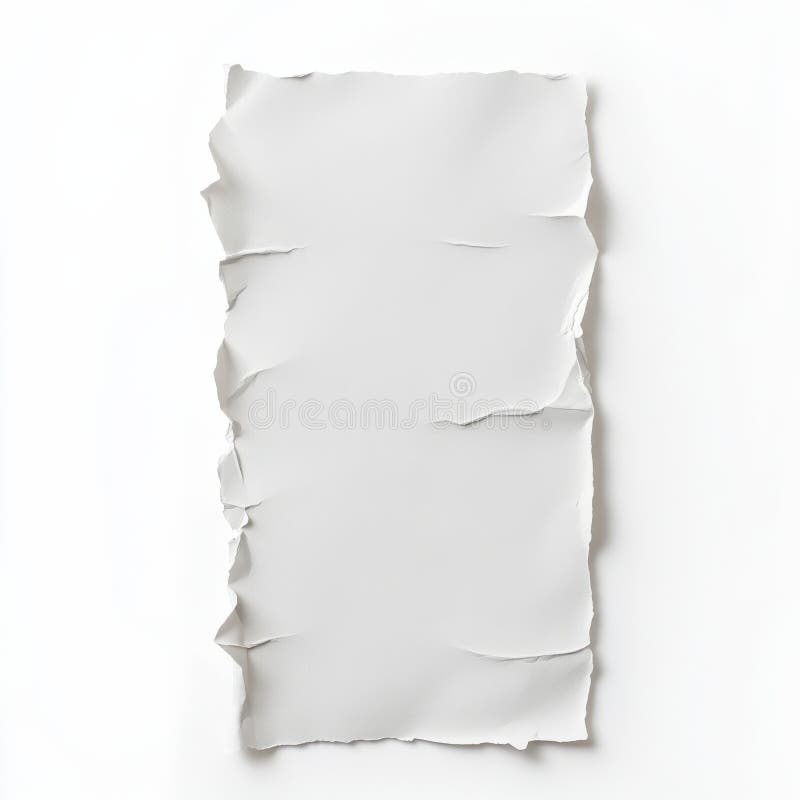 Torn Rectangular Piece of White Paper with Rough Edges and Texture ...