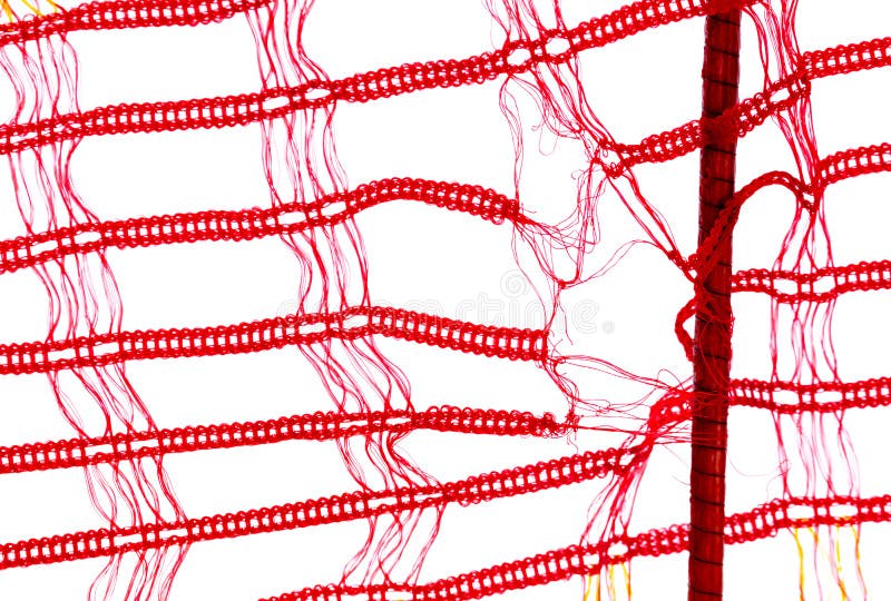 Torn Red Mesh Isolated on White Background Stock Image - Image of ...