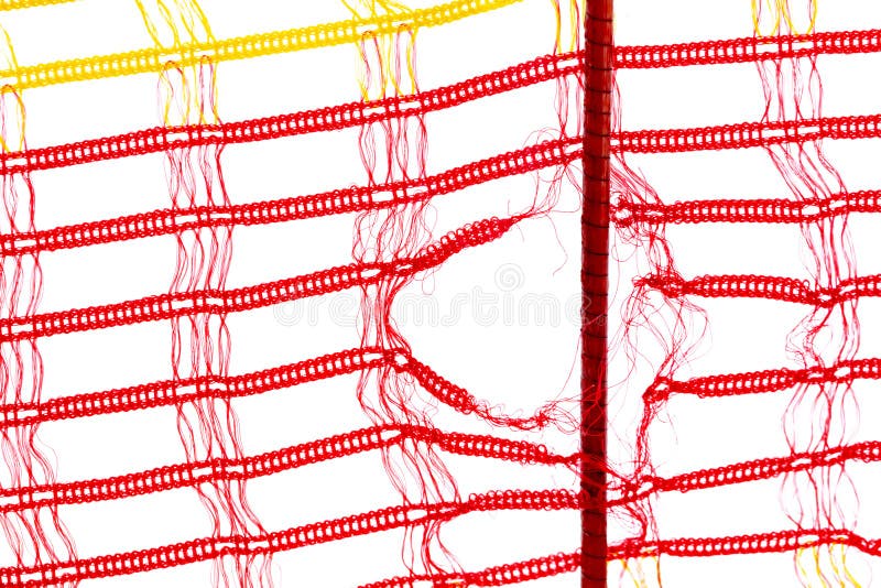Torn Red Mesh Isolated on White Background Stock Image - Image of ...