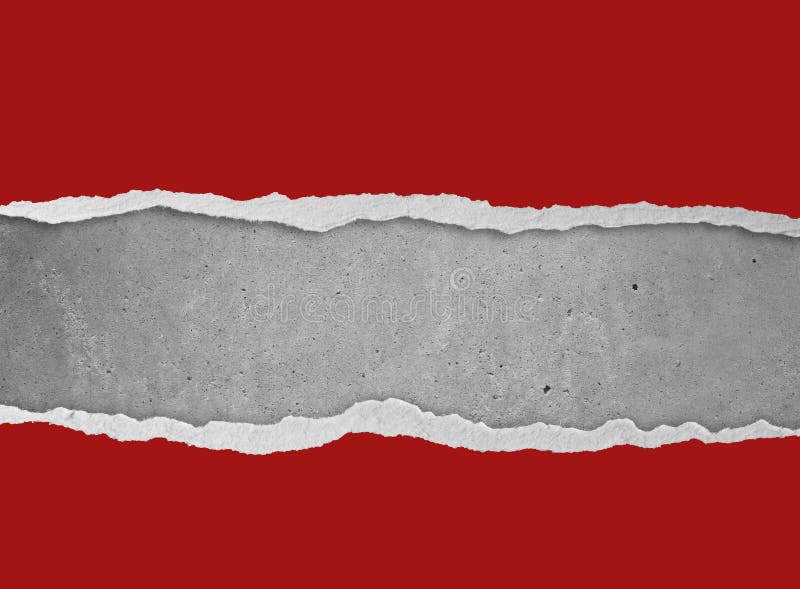 Torn red paper on grey stock image. Image of paper, concrete - 367114841