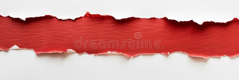 Torn Red Paper with White Background, Empty Space for Text or Message ...