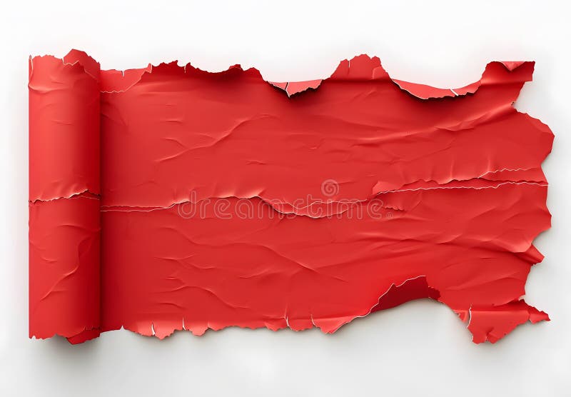 Torn Red Paper Banner Template with White Background Stock Illustration ...