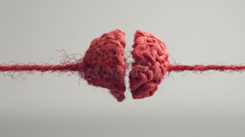 Torn Red Thread Connecting Brain and Heart Symbolizes the Balance ...