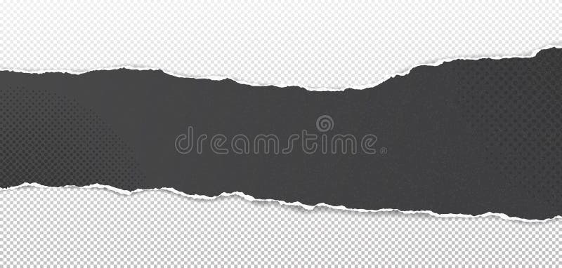 Black and Dusty Torn Paper Strip with Soft Shadow is on White ...