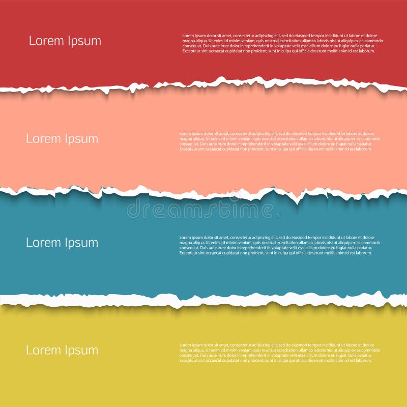 Torn Ripped Pages. Horizontal Rip Paper Sheets with Soft Shadow Stock ...