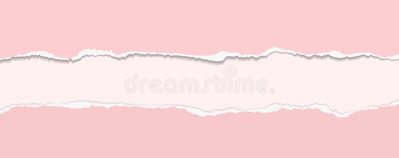 Torn, Ripped Pieces of Horizontal Pink Paper with Soft Shadow ...