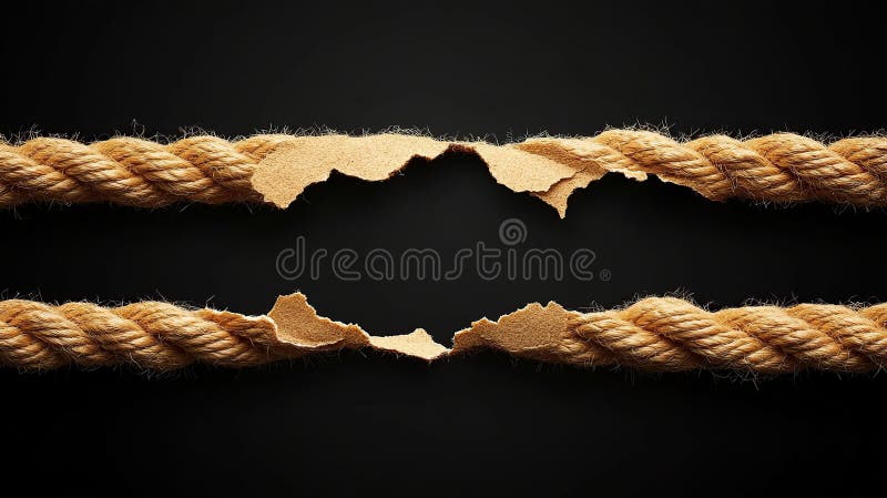 Torn Rope, Paper Gap, Black Background, Design Element Stock Image ...