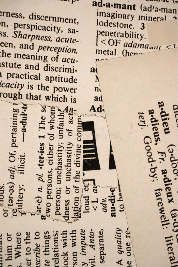 Print Dictionary Text Scrap Collage, Black and White III Stock Photo ...