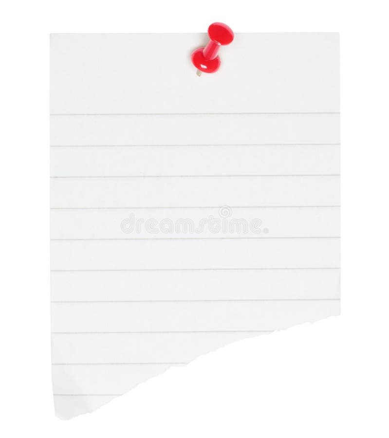 Torn Sheet of Notepad Paper Pinned by Red Pin, Isolated on Transparent ...