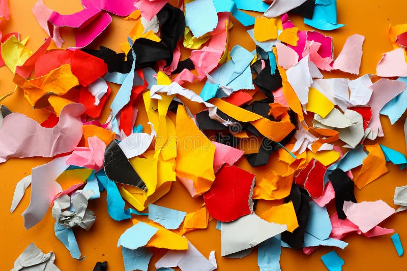 Torn Small Pieces of Multi-colored Paper, Bright Colorful Stock Image ...