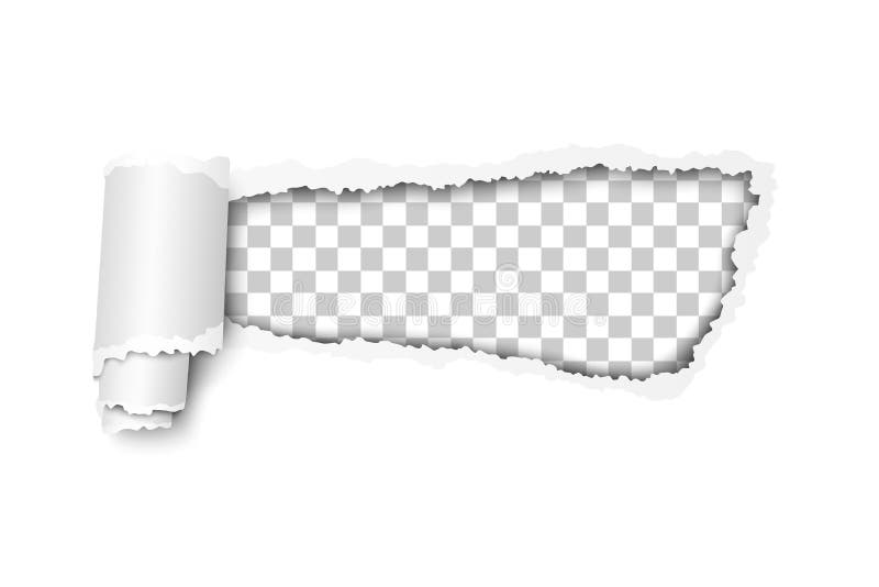 Torn, Snatched Hole in White Paper. Transparent Checkered Background of ...