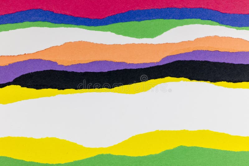 Torn Strips Construction Paper Colors White Copy Space Stock Image ...