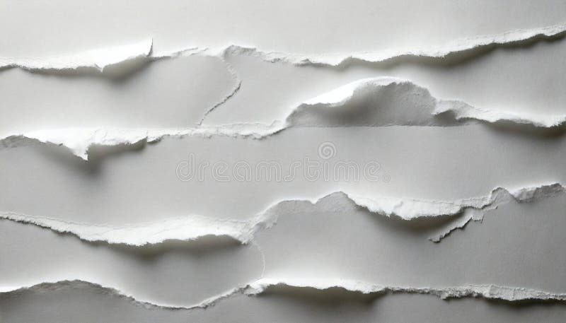 Torn White Paper Creates Texture and Depth on a Plain Background Stock ...