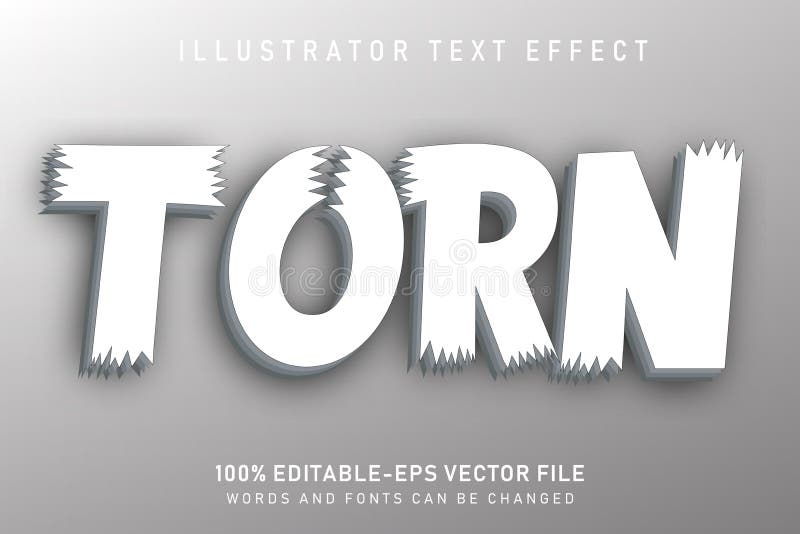 Torn Text Effect Design Vector Stock Vector - Illustration of ...