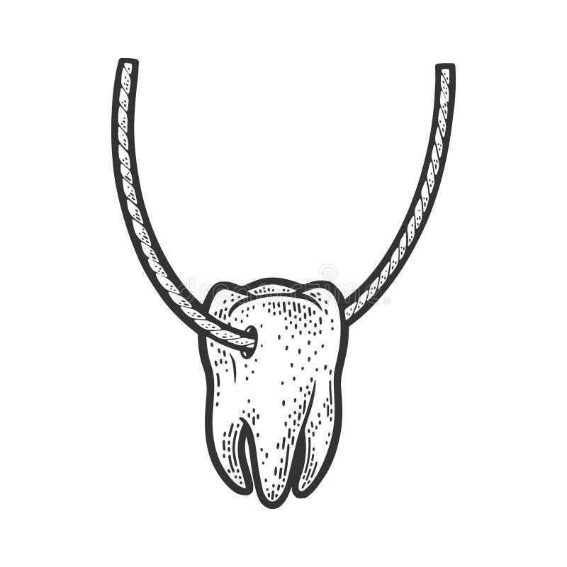 Torn Tooth on a Thread Sketch Vector Illustration Stock Vector ...