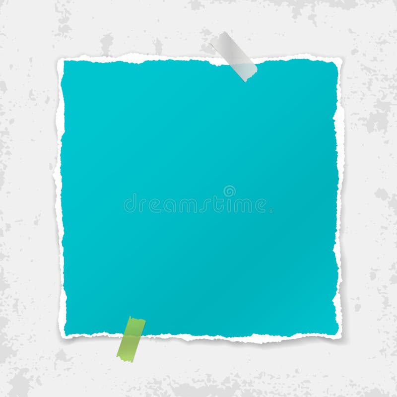 Torn Turquoise Note, Notebook Paper Stripe is on Grey Stained ...