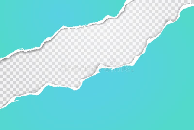 Torn of Turquoise Paper Strips, Pieces are on Squared, Transparent ...