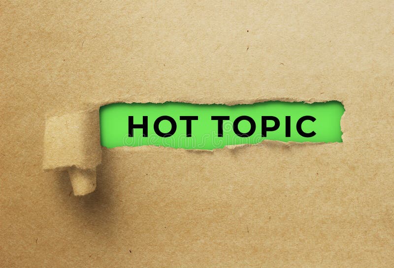 Torn and Twisted Paper Strip Revealing Hot Topic Stock Photo - Image of ...