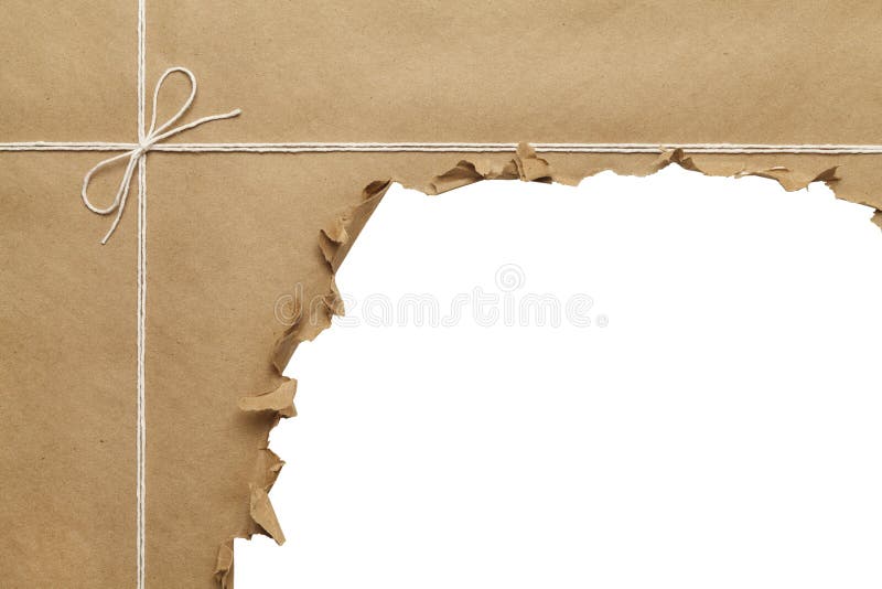 Torn Brown Paper Parcel or Package, White Background, Copy Space Stock ...