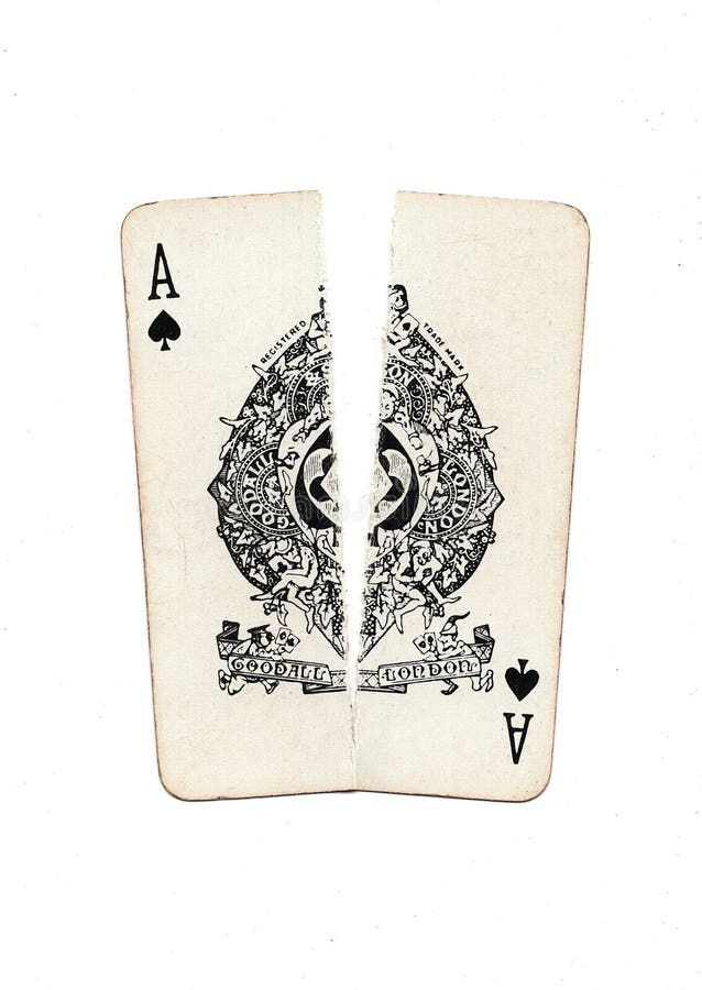 A Torn Vintage Playing Card on a White Background. Stock Illustration ...