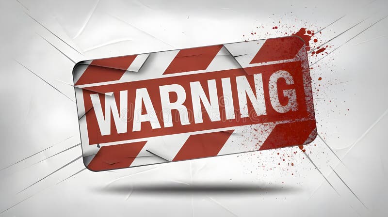 Torn Warning Sign with Blood Splatter Danger Caution Red and White ...