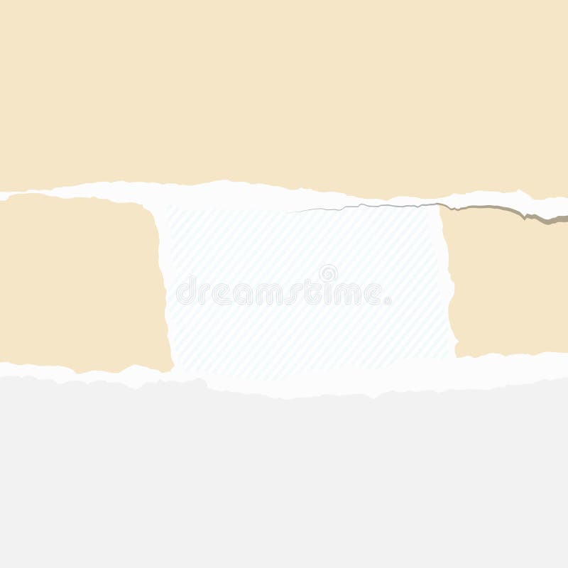 Torn White, Brown Paper Pieces are Stuck on Lined Diagonal Background ...