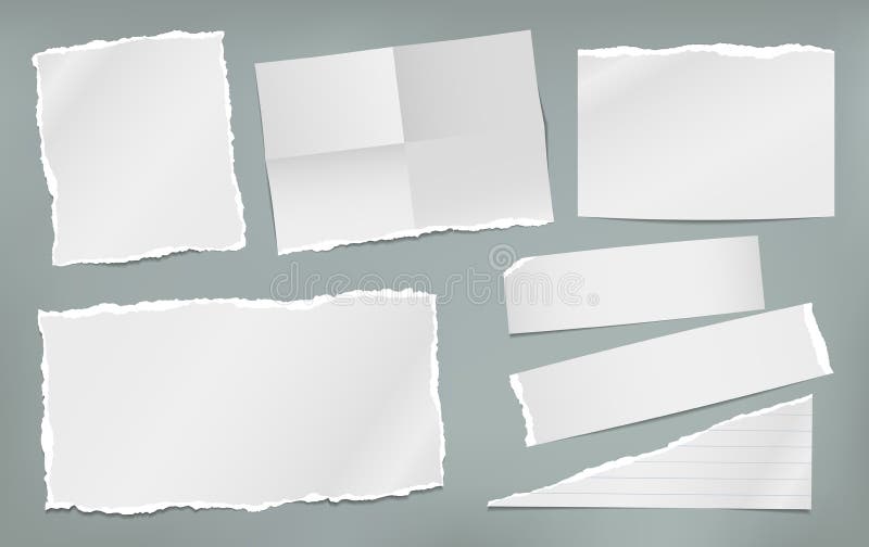 Torn White and Folded Note, Notebook Paper Pieces Stuck on Green ... Torn White and Folded Note, Notebook Paper Pieces Stuck on Green ...