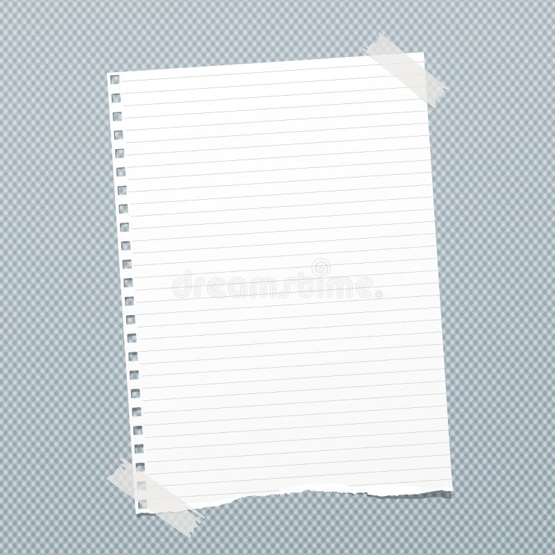 Torn White Lined Note, Notebook Paper Sheet for Text Stuck with Sticky ... Torn White Lined Note, Notebook Paper Sheet for Text Stuck with Sticky ...