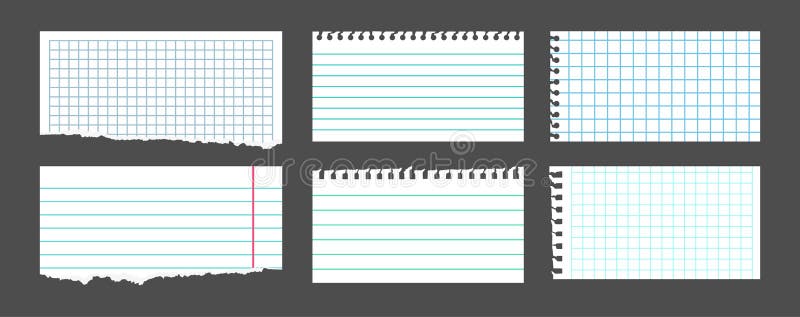 Torn White Note Set Notebook Paper Sheet Cage Line Stock Vector ...