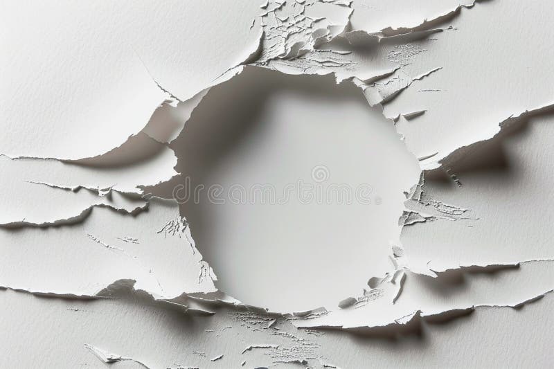 Torn White Paper with Circular Gap, Abstract Background Element Stock ...