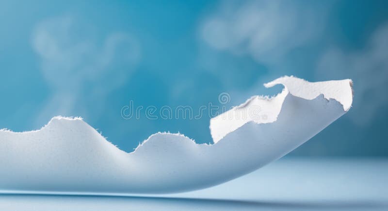 Torn White Paper Effect on Blue Background with Curved Edges Stock ...
