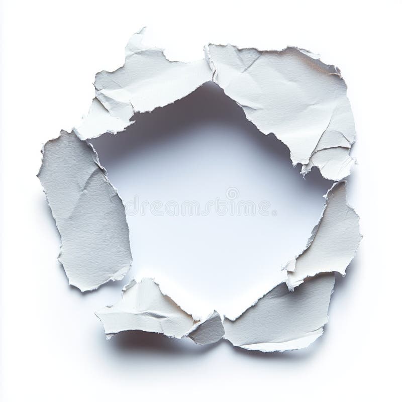 Torn White Paper with an Empty Center Revealing a Blank Background for ...