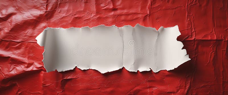 Torn White Paper on a Red Textured Background. Stock Image - Image of ...