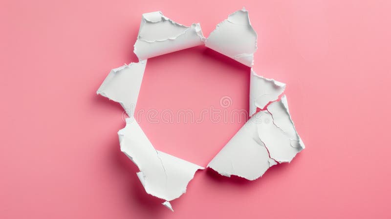 Torn White Paper Revealing a Pink Background Stock Photo - Image of ...
