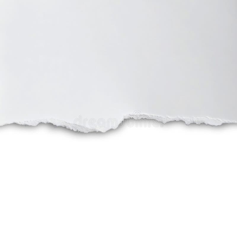 Torn White Paper with a Rough Edge on White Background Stock ...