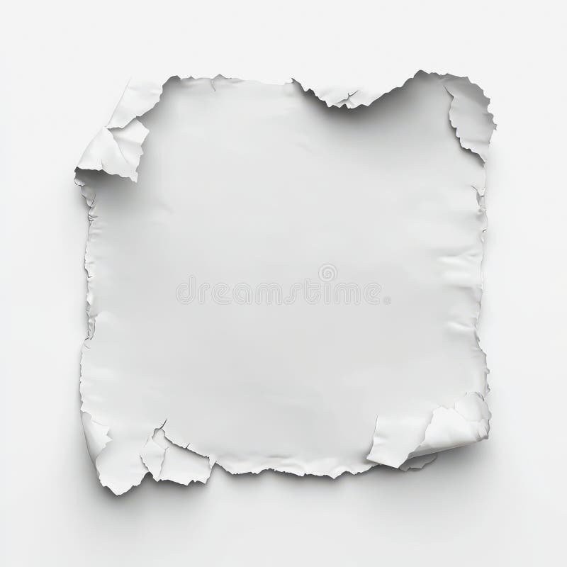 Torn White Paper Sheet with Frayed Edges Showing a Blank Space for ...