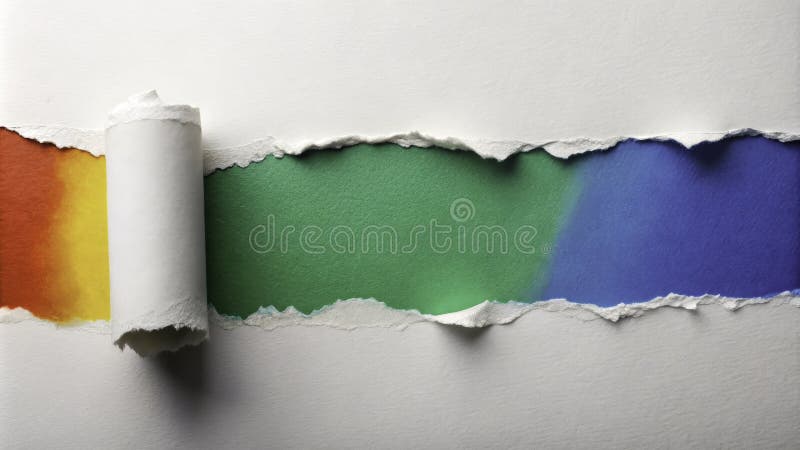 Torn White Paper with Vibrant Underlay a Creative and Minimalist ...