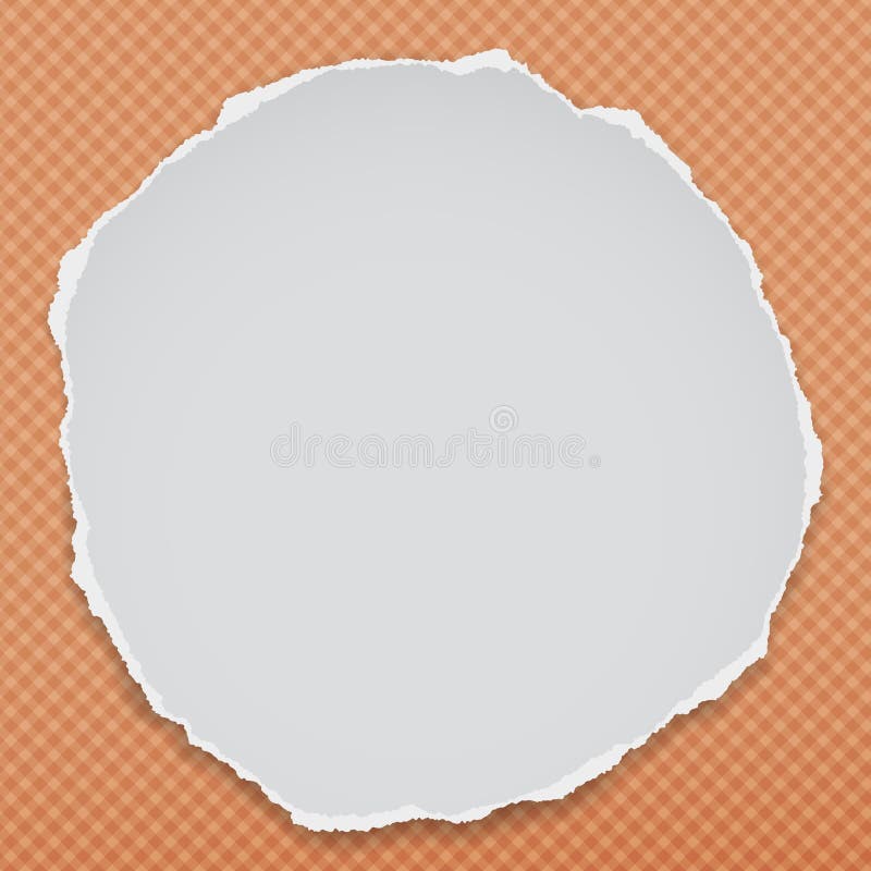 Torn of White Round Note, Notebook Paper Piece Stuck on Orange ...