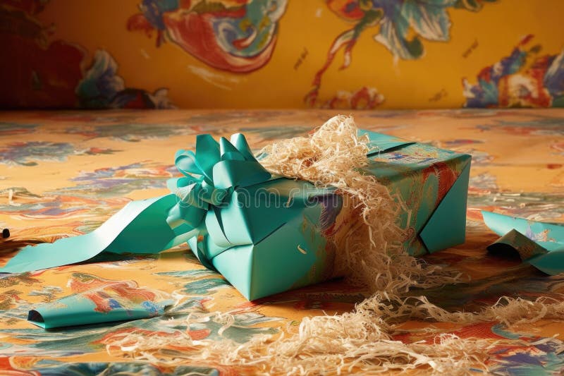 Torn Wrapping Paper Revealing a Surprise Gift Stock Image - Image of ...