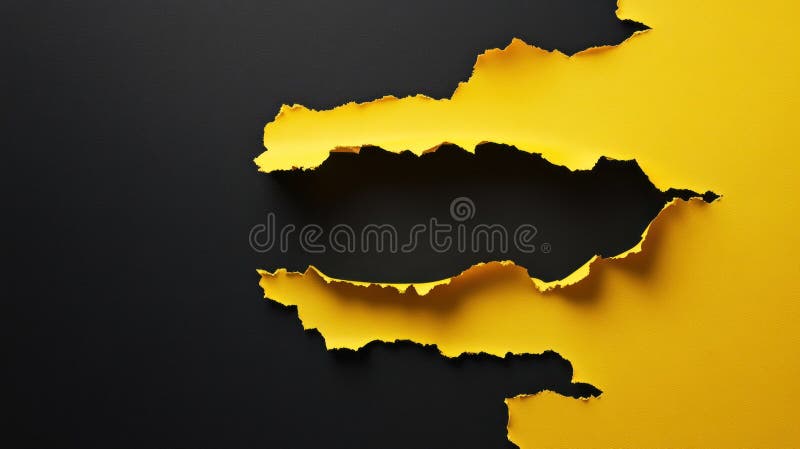 Torn Yellow and Black Paper Layers with Dramatic Shadows Creating a ...