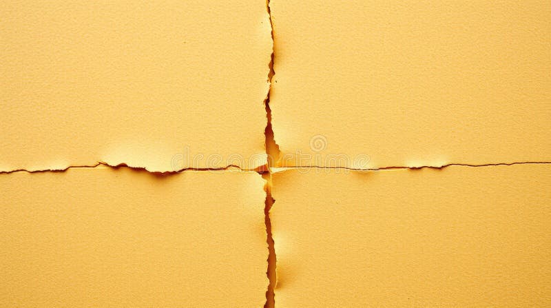 Torn Yellow Paper Background with Cracked Intersecting Rips Creating a ...