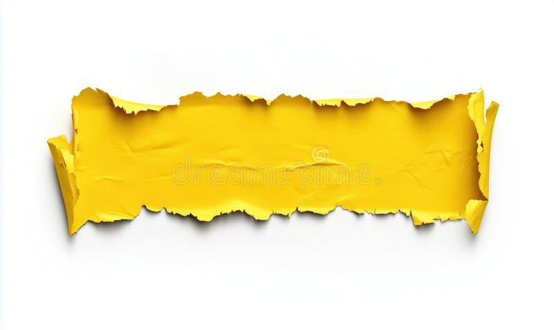 Torn Yellow Paper Banner Rough Edges Creative Design Advertising Stock ...