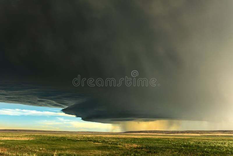 Tornadic Cell Over Grassy Field Stock Image - Image of alley, plains ...